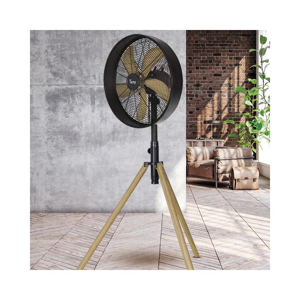 Izzy IZ-9025 Ανεμιστήρας Ορθοστάτης 80W Διαμέτρου 46cm Wooden finish ...